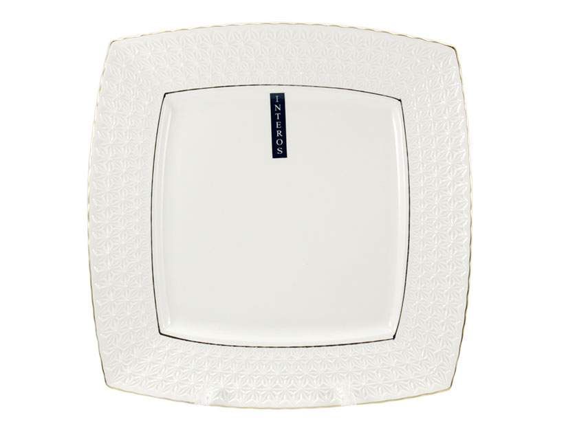 Тарілка фарф. біла мілка квад. 20 см /222820-А Interos 00065811 ...