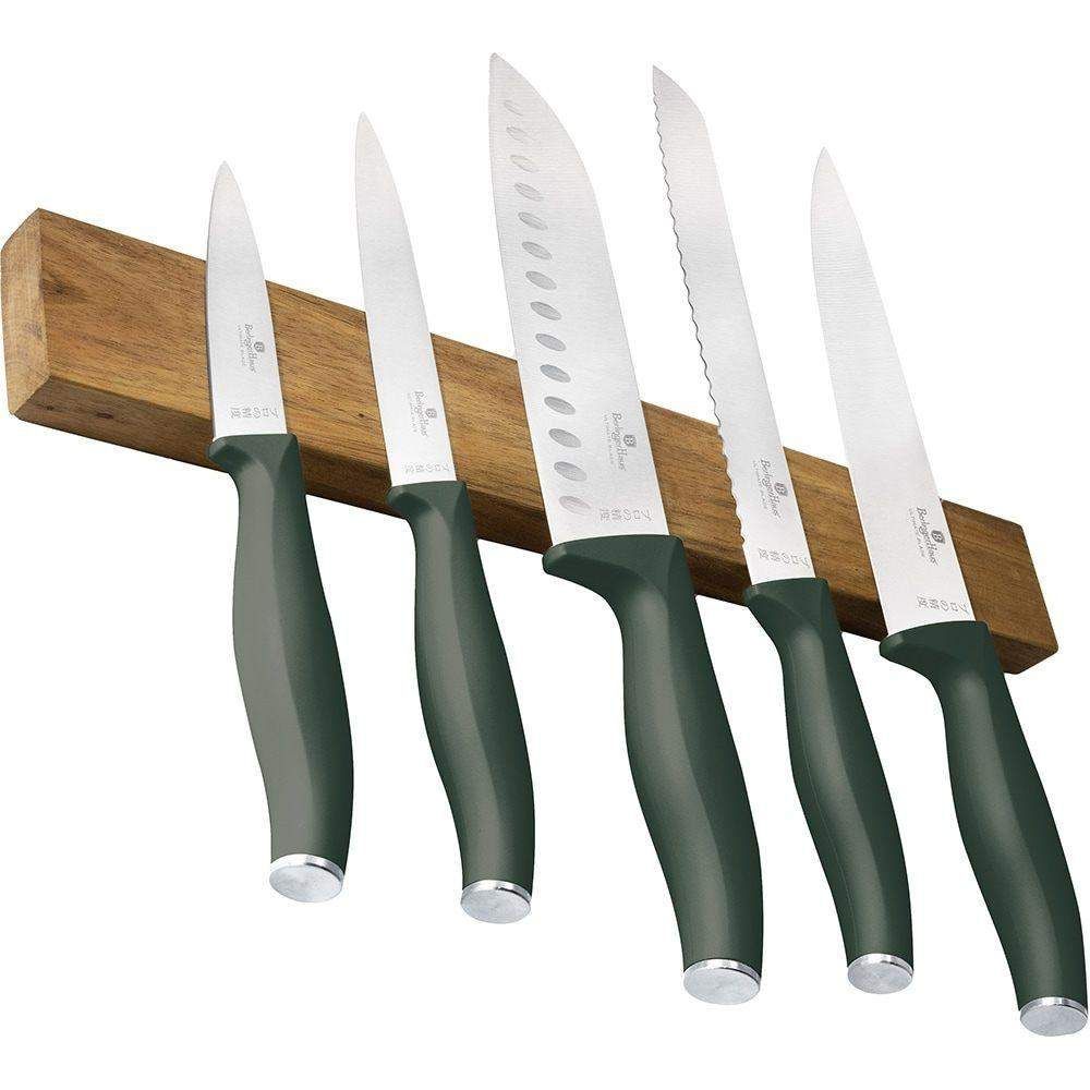 Набір ножів з магнітною планкою Matte Green Collection Berlinger Haus ...