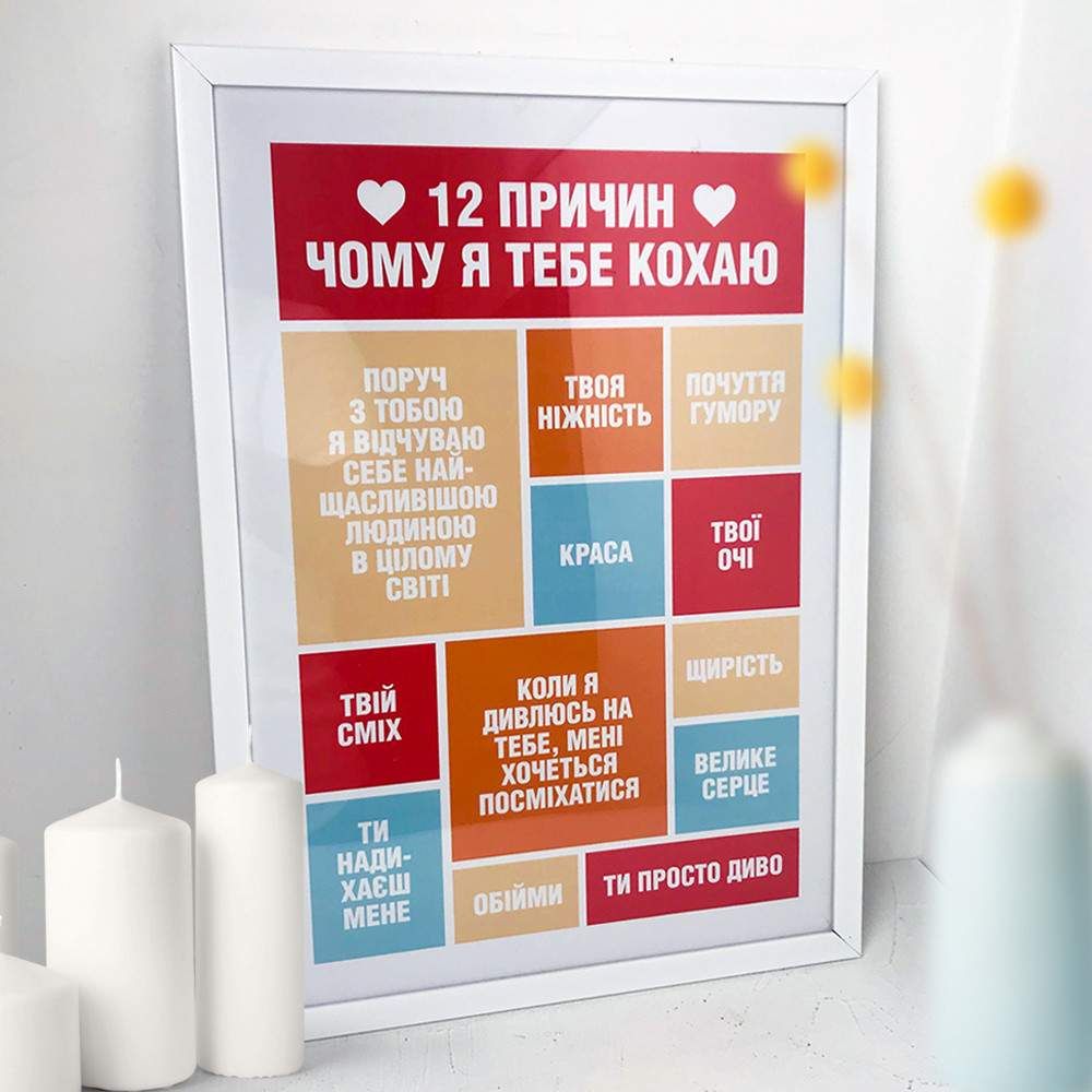 Постер в рамці причин чому я тебе кохаю 21х30см A4 Wmt4 19l013 Ukr 1263362 — купити на Eva