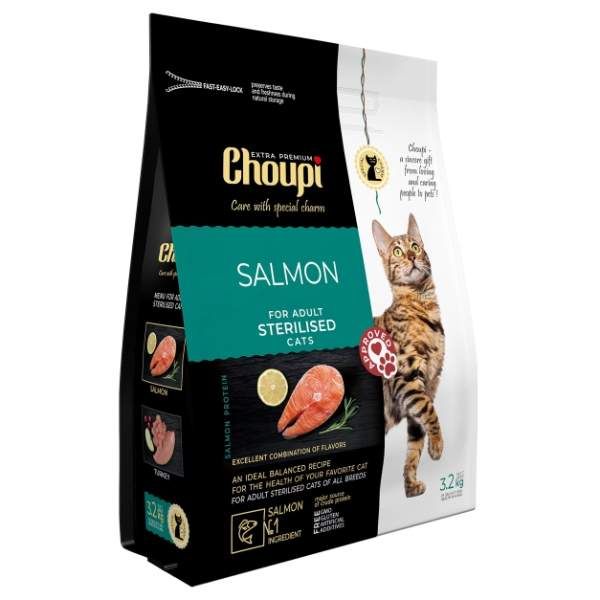 CHOUPI сухий корм для стерилізованих котів усіх порід 3,2 кг, Лосось ...