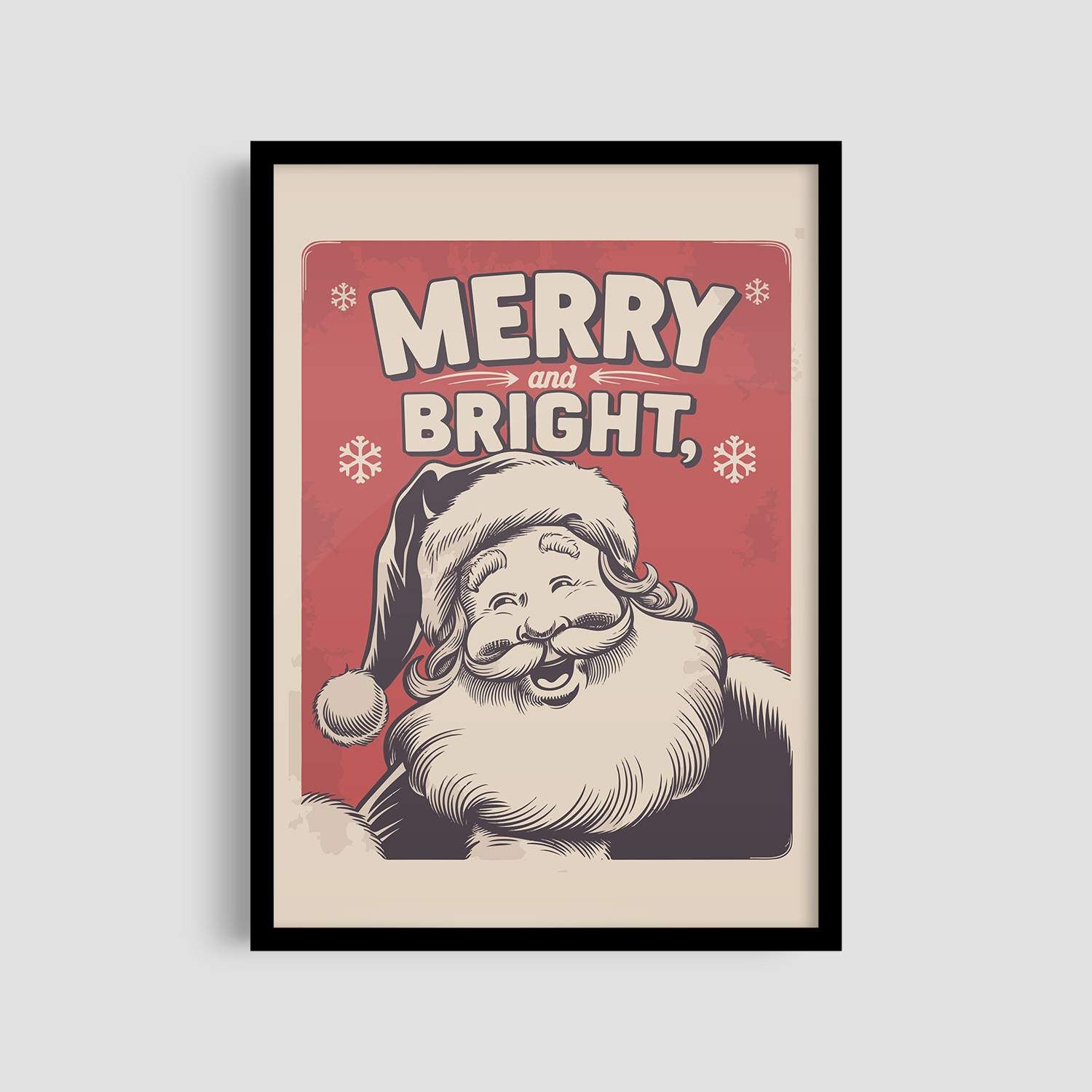 Постер Roomy "Santa Merry" Чорна рамка з антибліковим склом A2 (59.4x42 ...