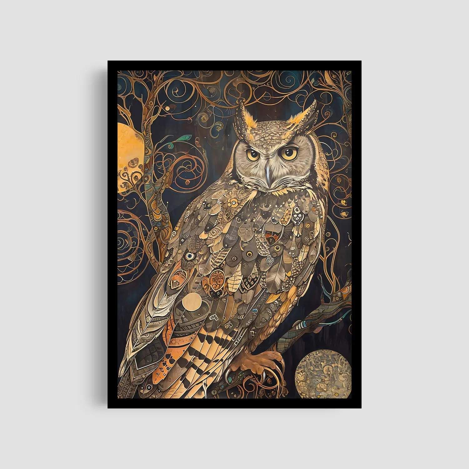 Постер Roomy "Owl" Чорна рамка з глянцевим склом A3 (42x29.7 cm ...