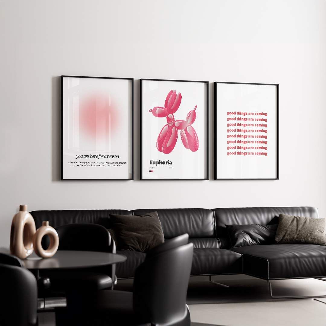 Сет постеров Roomy "Positive Vibes" Белая рамка с глянцевым стеклом A1 ...