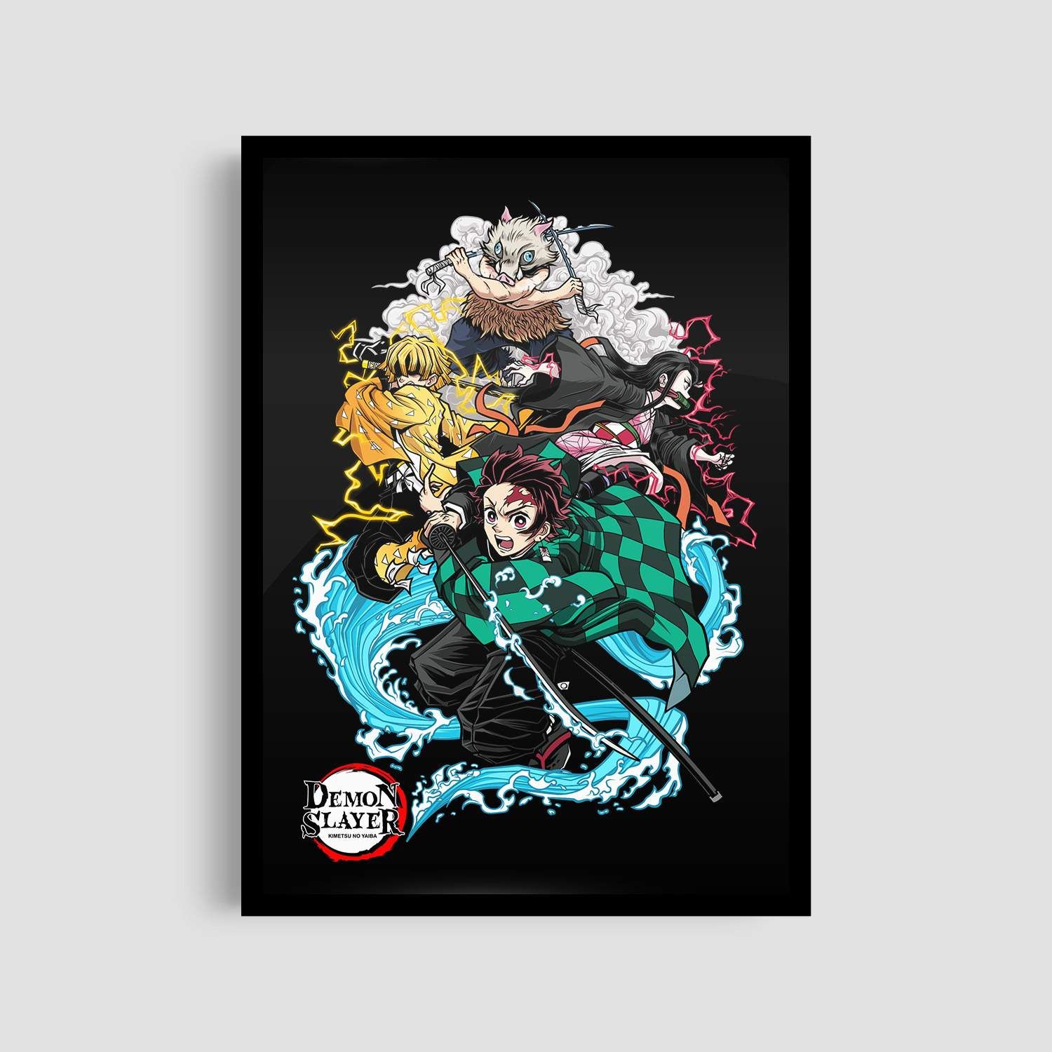 Постер Roomy "Demon Slayer Heroes" Белая рамка с глянцевым стеклом A2 ...