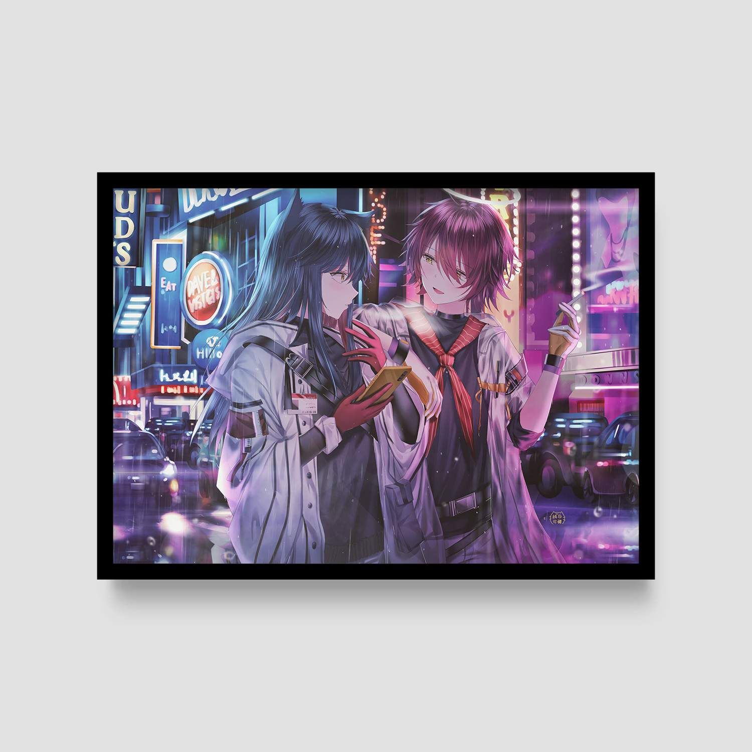 Постер Roomy "Girls in City Night" Біла рамка з глянцевим склом A2 (59 ...