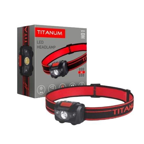 Ліхтарик LED налобний 100Lm 6500К 3*AAA червоний/чорний TLF-H01 Titanum ...