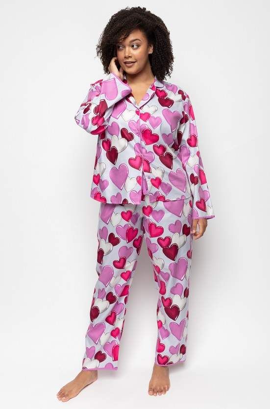 Піжама жіноча Cyberjammies Viola 9558-9559 14/L Сірий з принтом серця (5051877450332) (1345452 ...