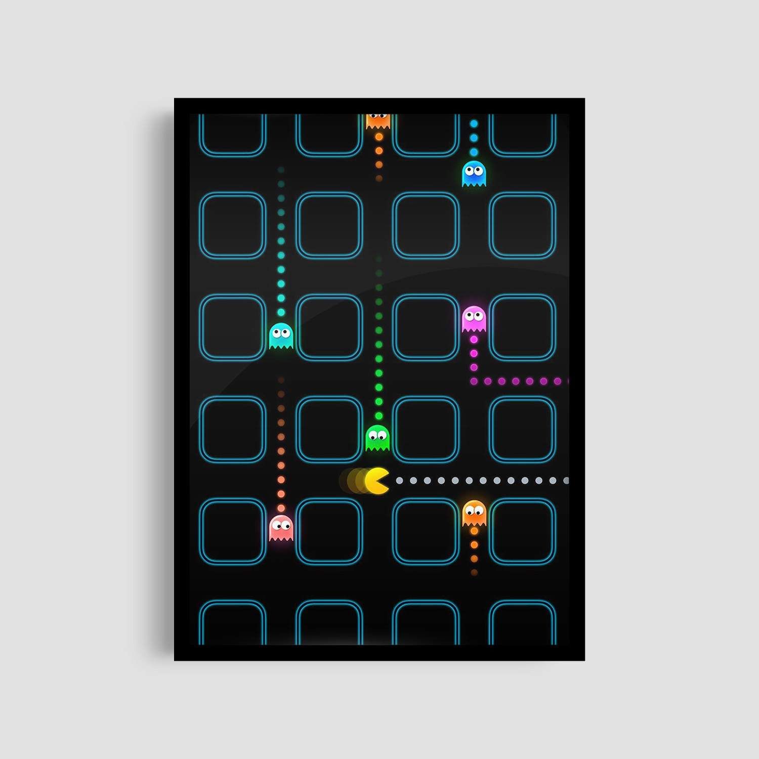 Постер Roomy "Pac Man Game" Біла рамка з антибліковим склом A1 (84.1x59 ...