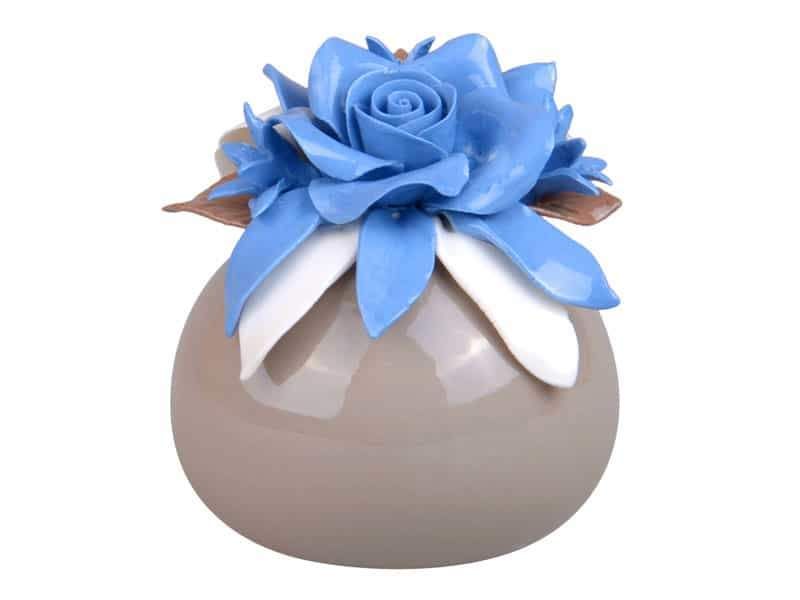 Декоративна парфумерна фарфорова ваза Light Hous Бриз сіра синя квітка 10 см 1431918