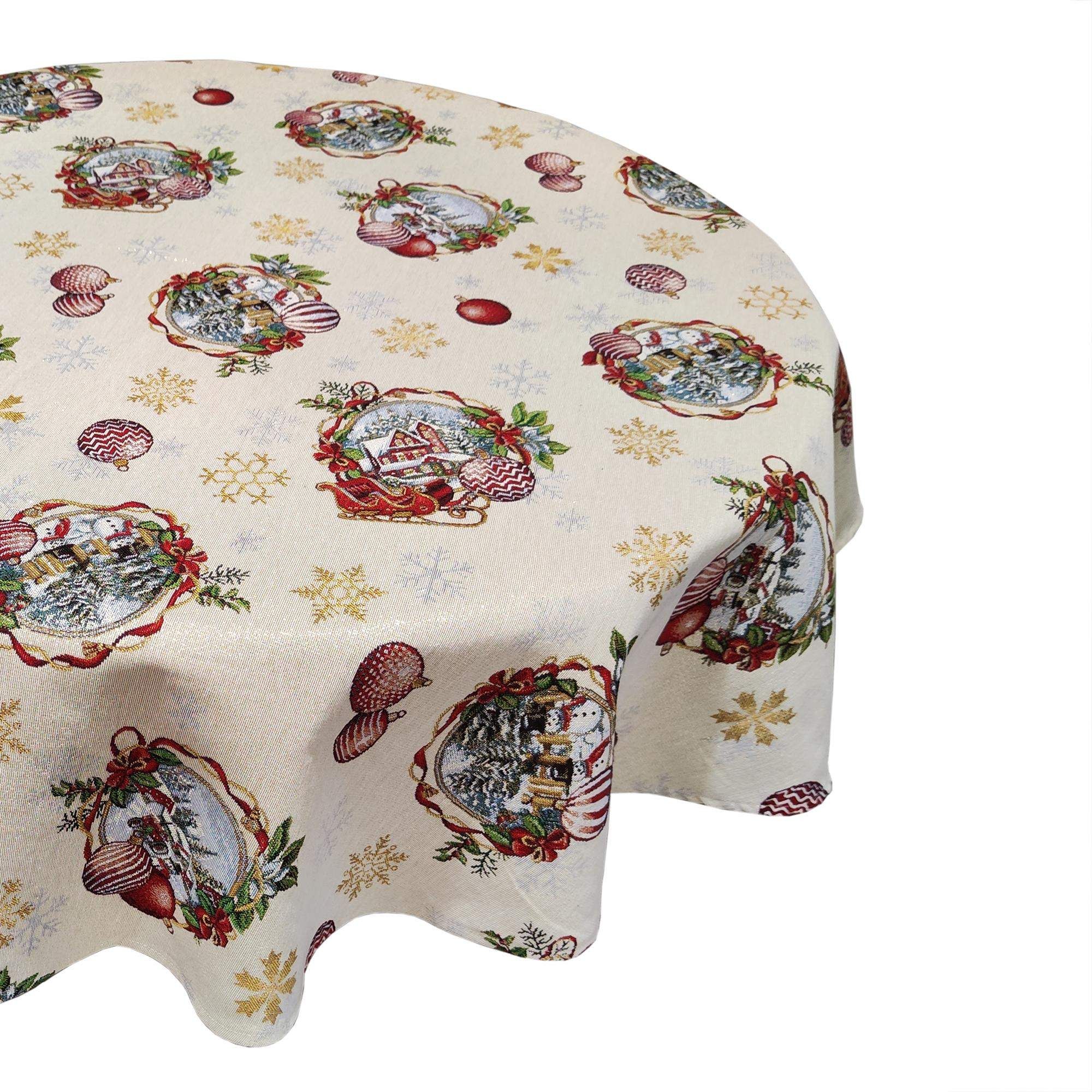 Скатертина Maystat Новорічна казка гобеленова 137х220 см золотиста (0043-O140-220) (1433264 ...
