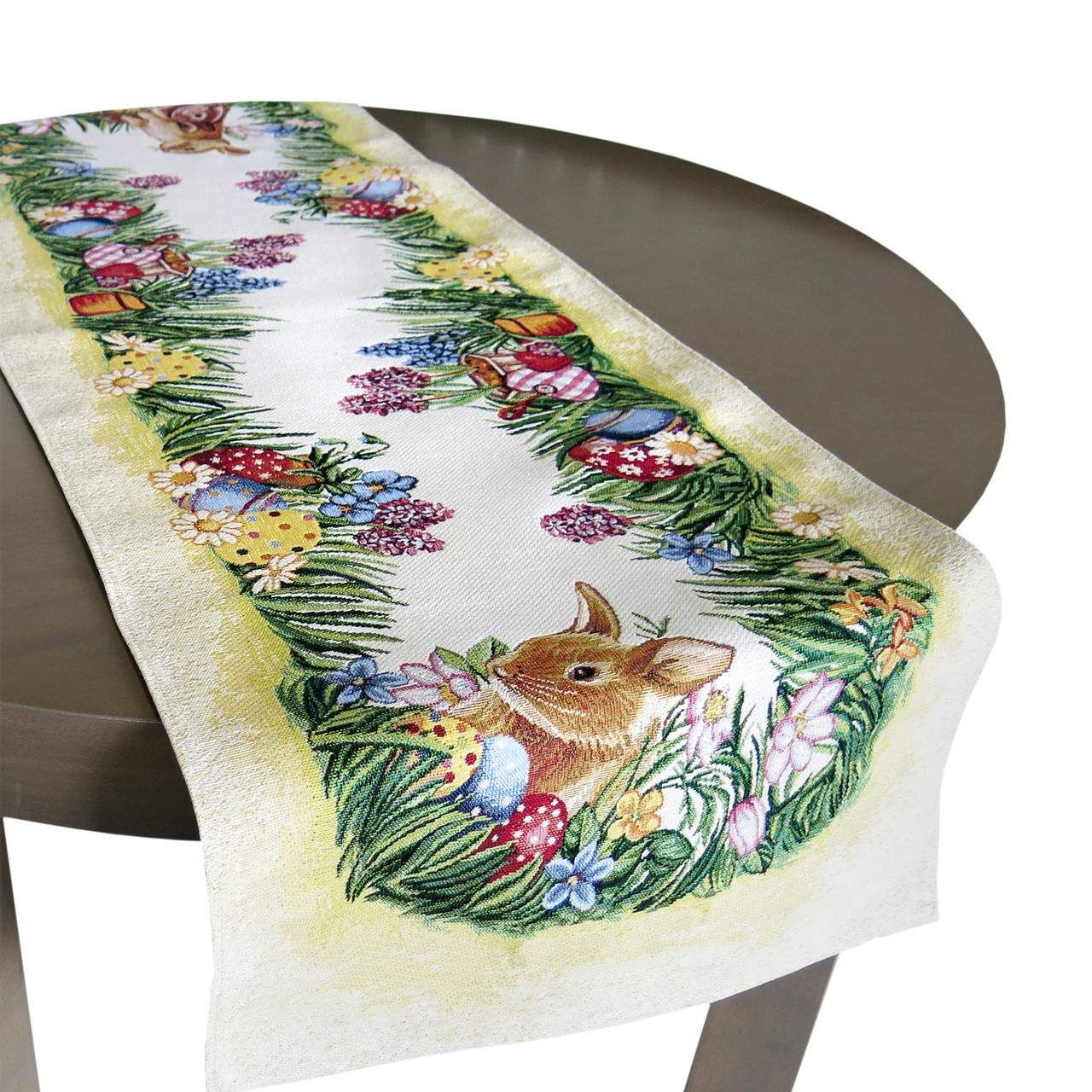 Ранер на стол Maystat Кролик на лужайке гобеленовый 45х140 см бежевый (0022-45-140) (1435223 ...