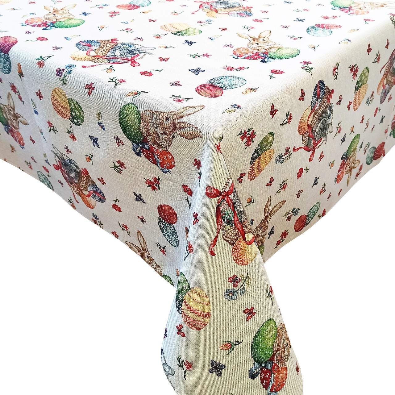 Скатерть Maystat Веселые Кролики гобеленовая 100х100 см бежевая (0021-K100) (1435233) — купить ...