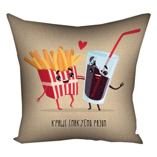 Подушка з принтом габардинова Лучше смакуємо разом 30x30 см (3P_20L041 ...