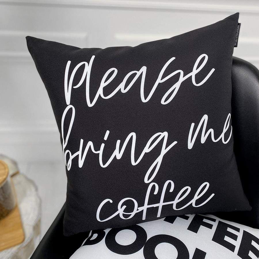 Подушка c принтом габардиновая Please bring me coffee 30x30 см (3P ...
