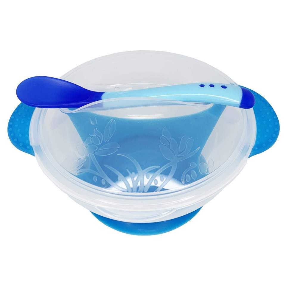 Тарілка на присосці прозора MGZ-0100(Blue) з термоложкою та кришкою ...