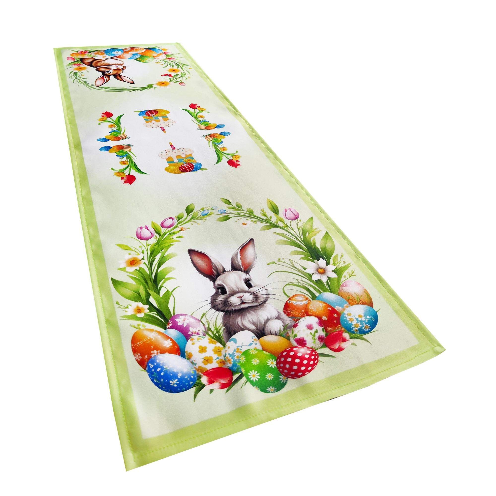 Доріжка на стіл Maystat Кролики водовідштовхуюча 45х140см зелена (0157-45-140) (1471905 ...