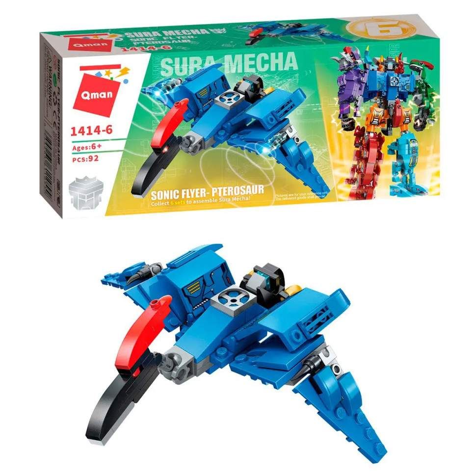 Детский Конструктор Qman 1414-1-6 трансформер (робот+динозавр) 93 дет Pterosaur (1523481 ...