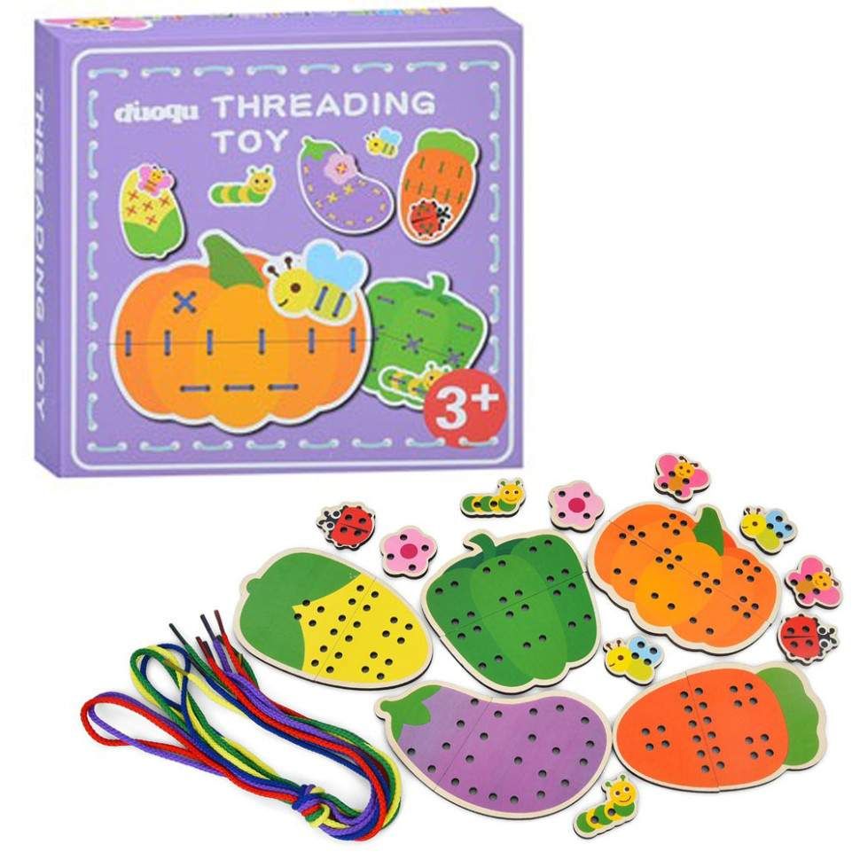 Детская деревянная игрушка-шнуровка "Овощи" Bambi MD 1985(Violet) (1536168) — купить на EVA.UA ...