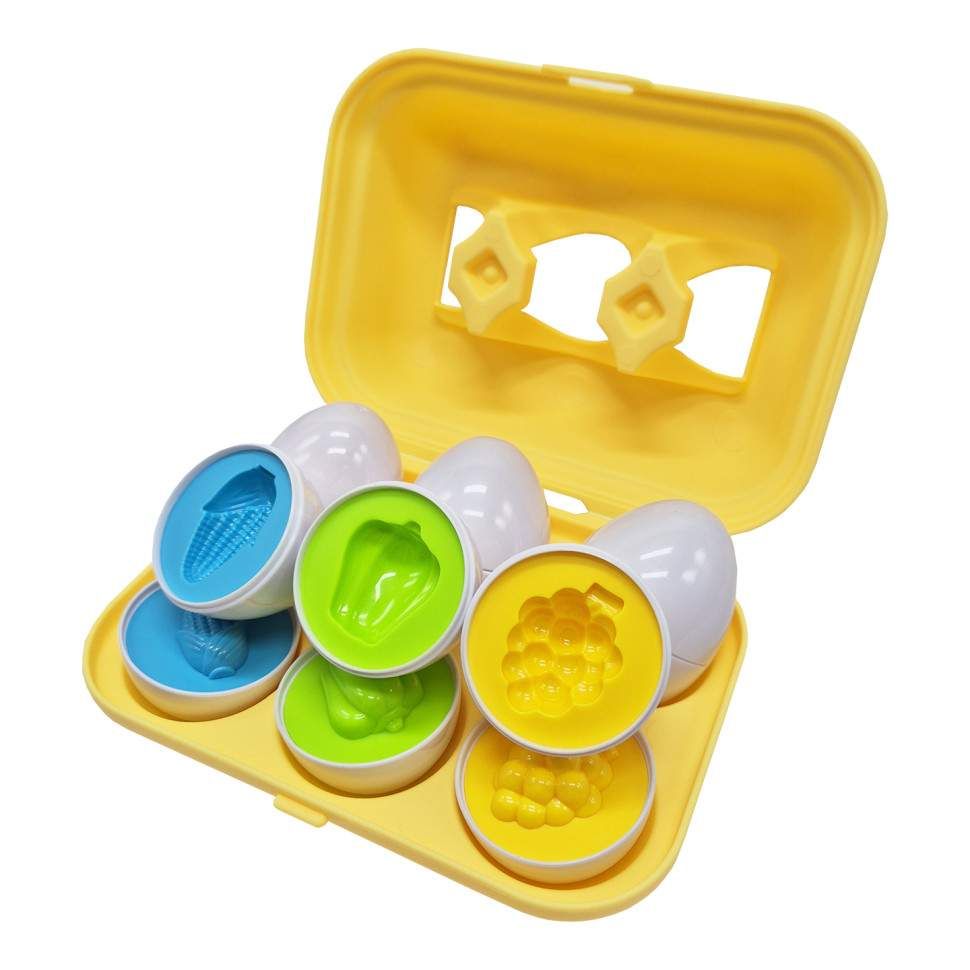Сортер-головоломка Монтессори Яйца с фруктами и овощами DF28A 6 шт в ...