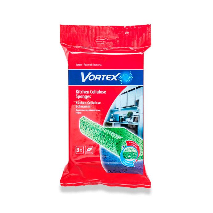 Губки кухонні Vortex целюлозні, 3шт - купити в інтернет-магазині EVA