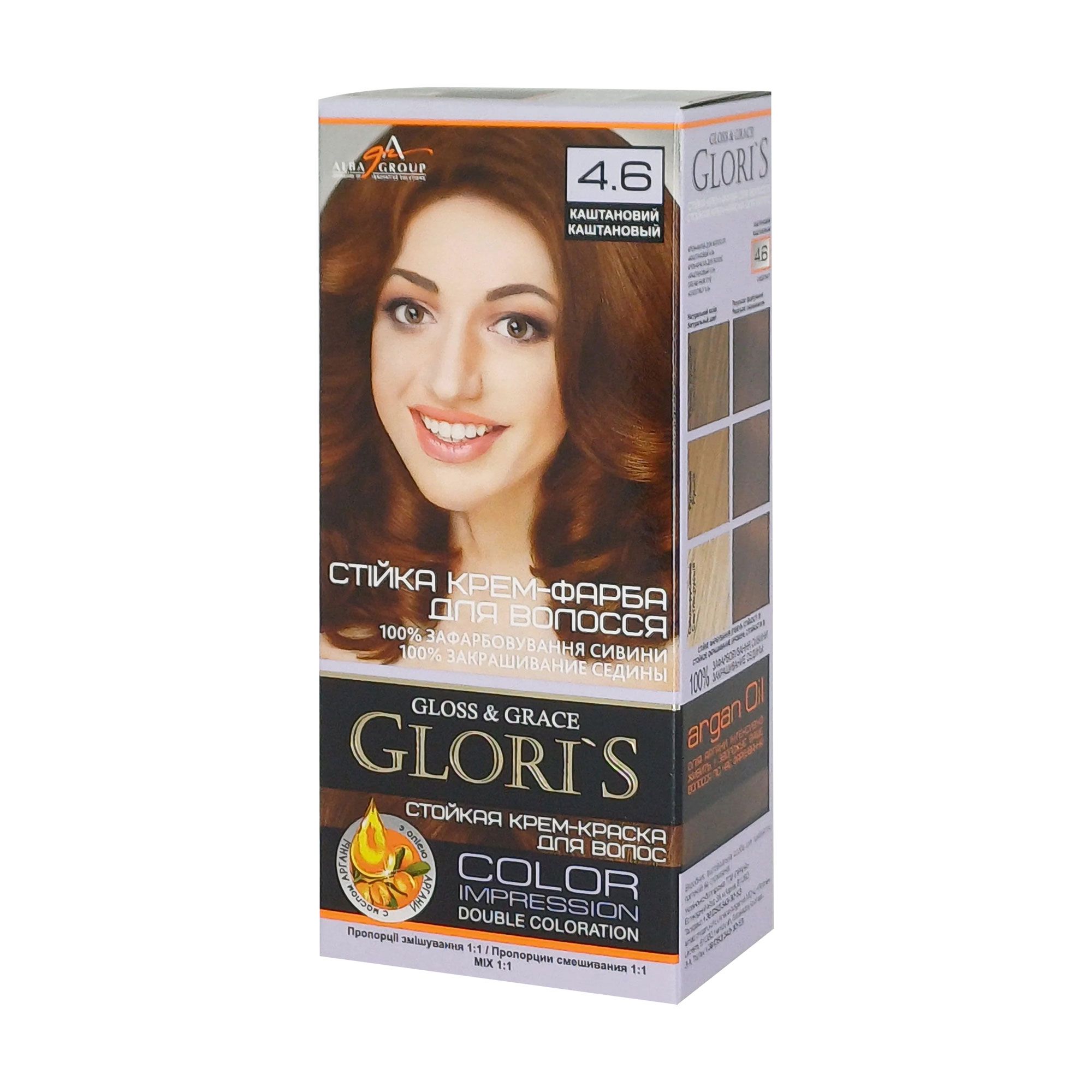 Стойкая крем-краска для волос Glori's Gloss & Grace для двух применений ...