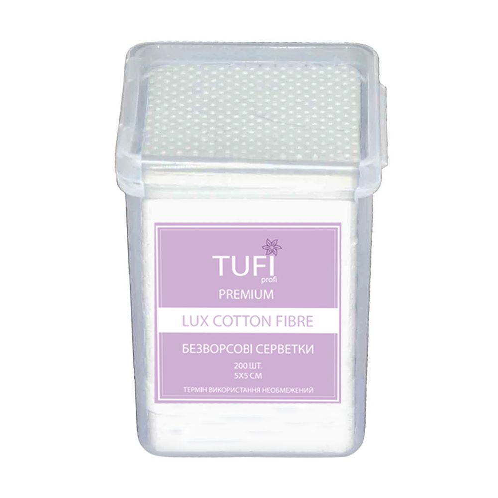 Безворсовые салфетки Tufi Profi Lux Cotton Fibre перфорированные, 5х5 ...