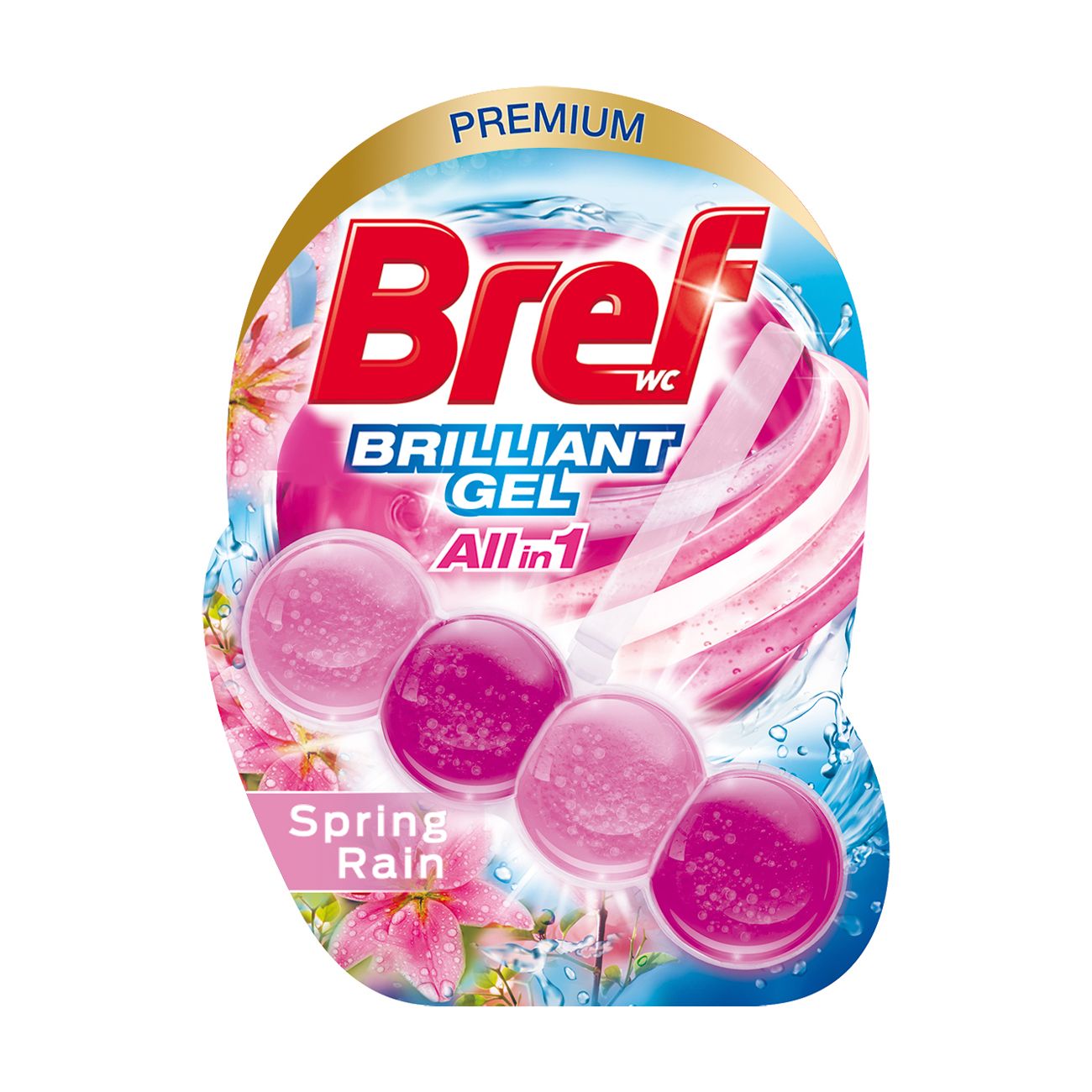Туалетний блок Bref Premium Brilliant Gel All in 1 Spring Rain, 42 г ...