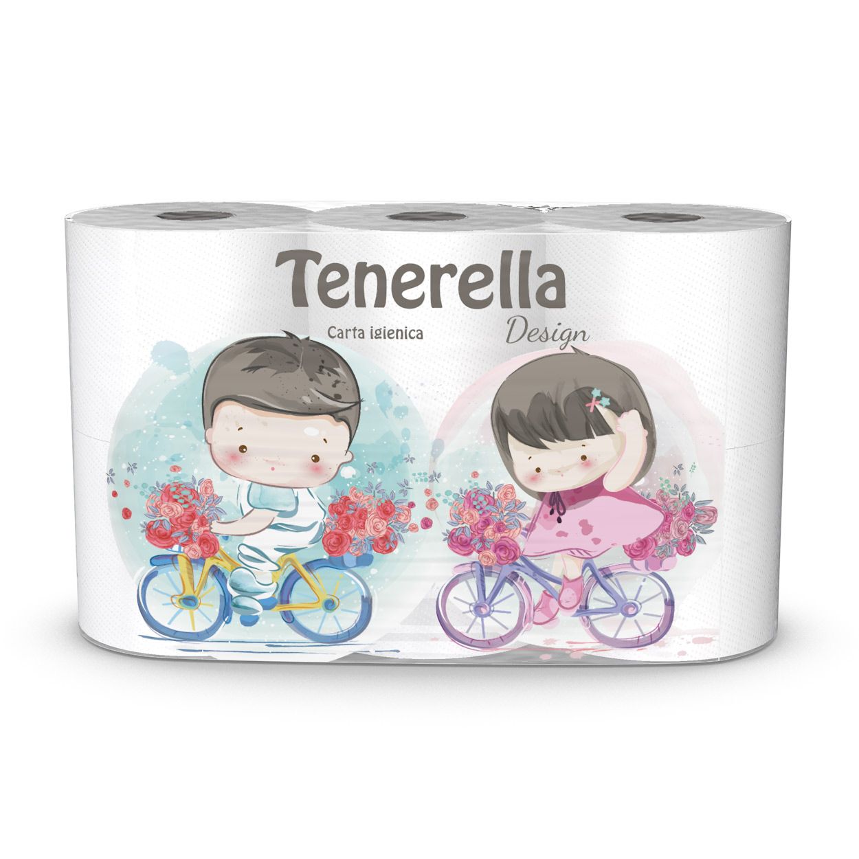 Туалетная бумага Tenerella Design белый, 3-слойная, 170 отрывов, 6 шт ...