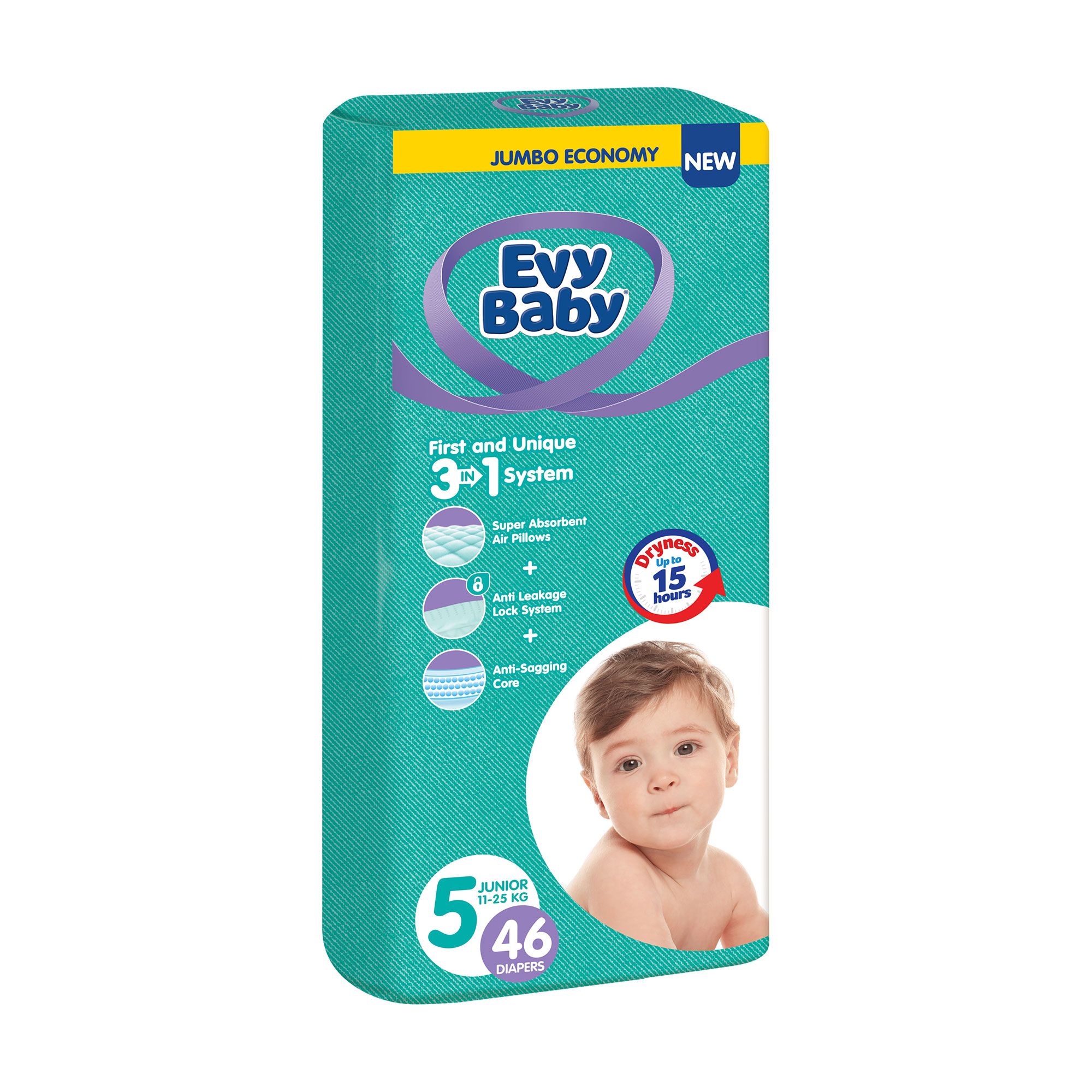 Подгузники Evy Baby Junior размер 5 (11-25 кг), 46 шт - купить на EVA.UA