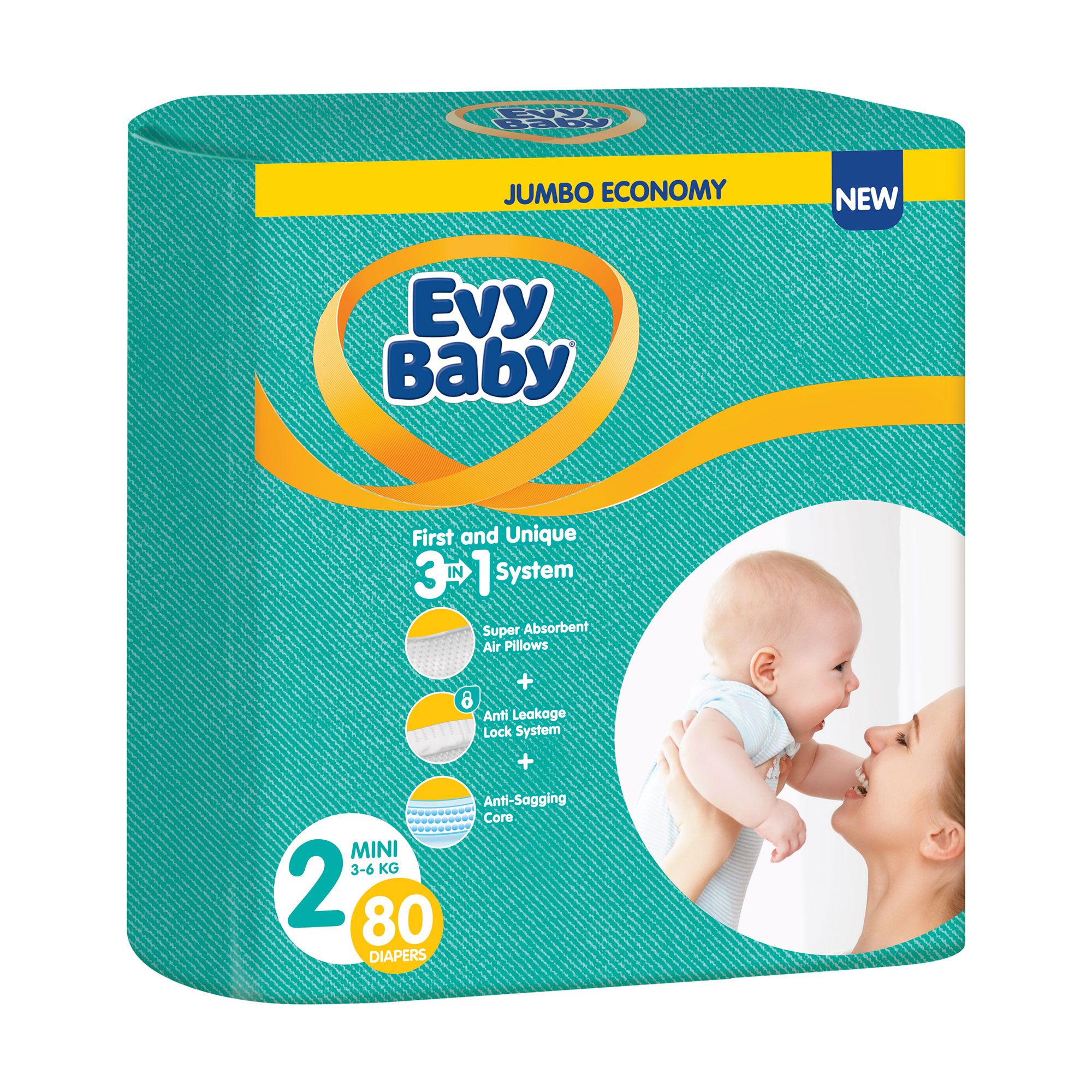Підгузки Evy Baby Mini розмір 2 (3-6 кг), 80 шт - купити на EVA.UA