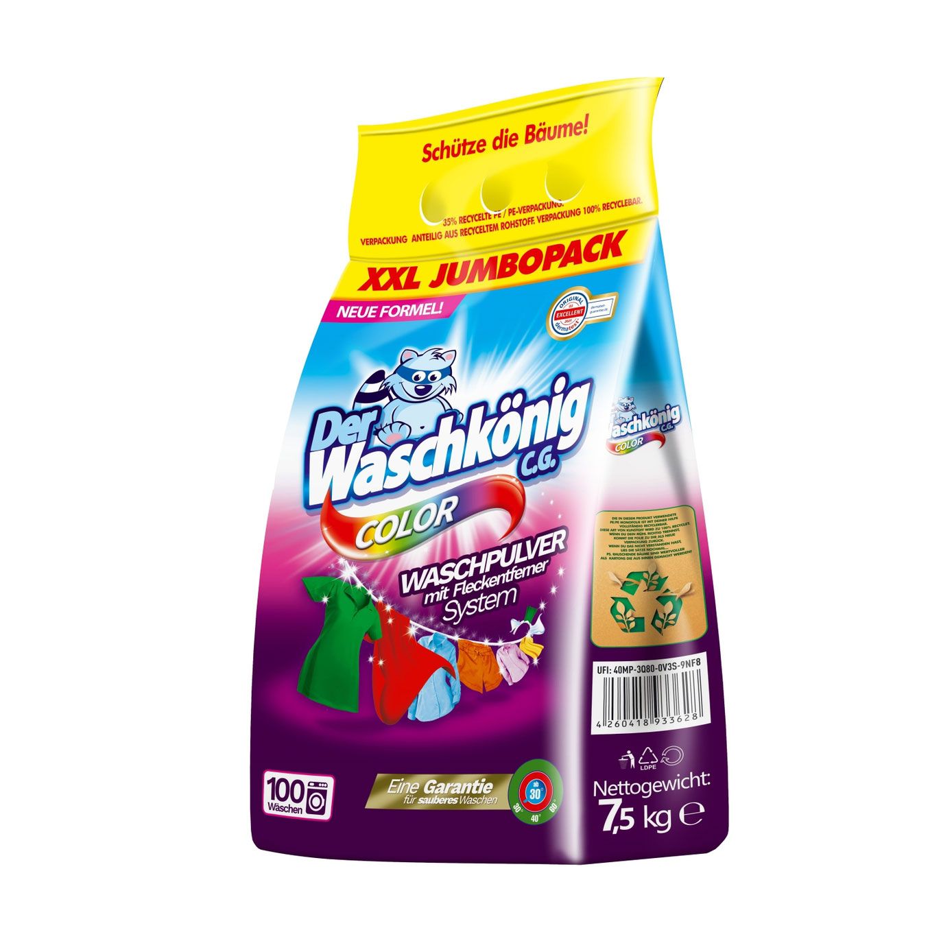 Пральний порошок Der Waschkonig Color 100 циклів прання, 7.5 кг ...