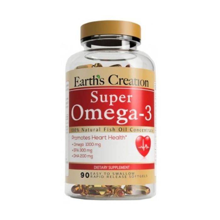 Пищевая добавка жирных кислот в капсулах Earth's Creation Super Omega-3 ...