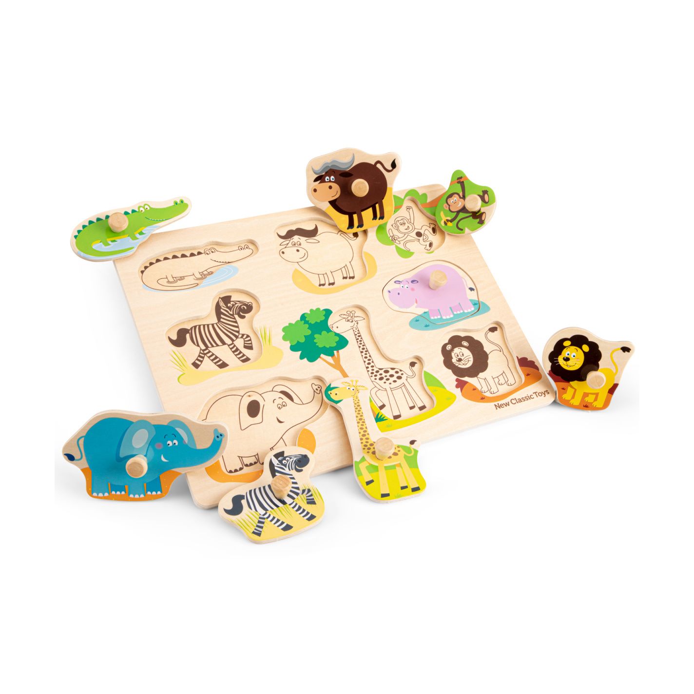 Пазл New Classic Toys Сафарі, дерев'яний, від 2 років, 8 деталей (10431 ...