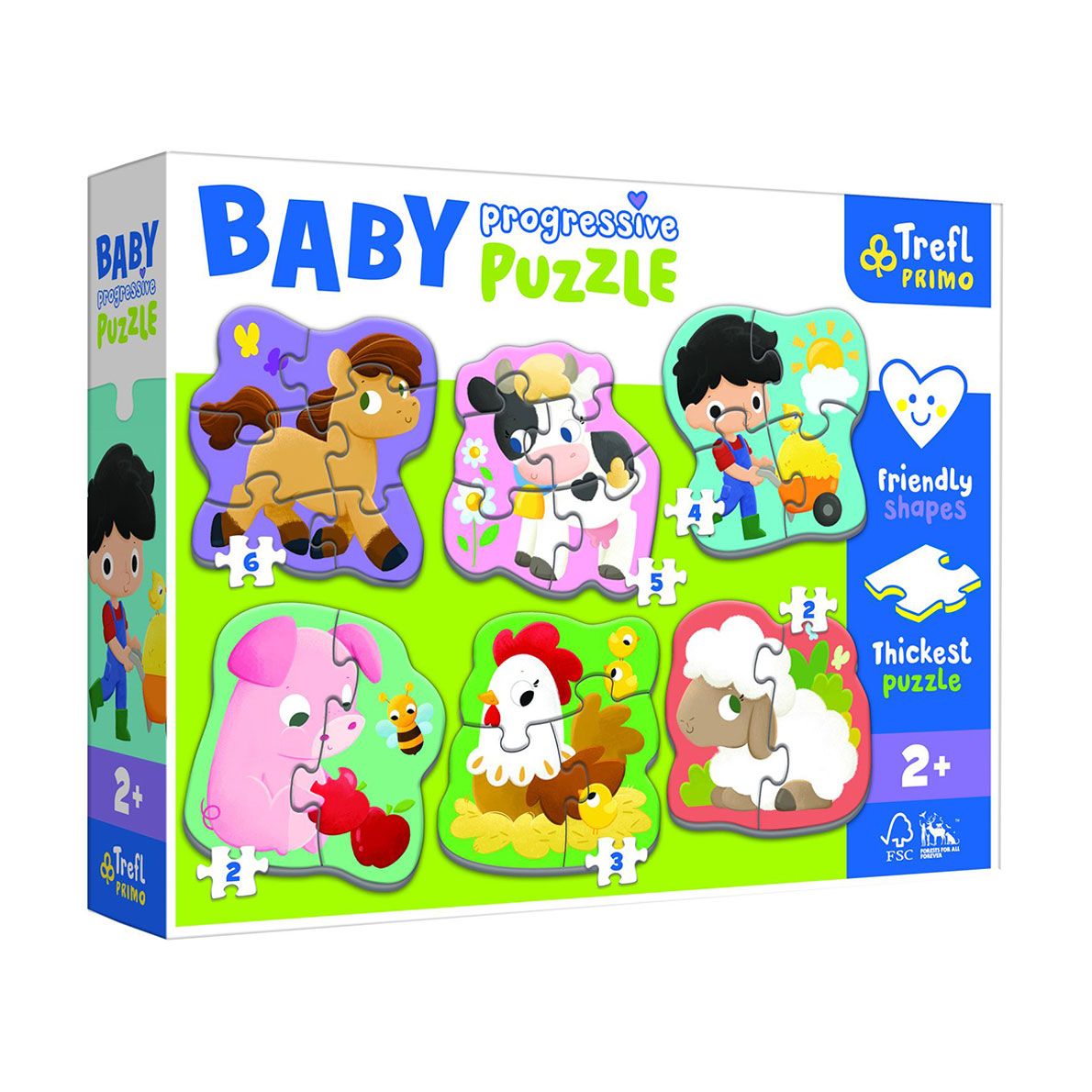 Пазли Trefl Baby Progressive 6 in 1 Тваринки на фермі, від 2 років, 22 ...