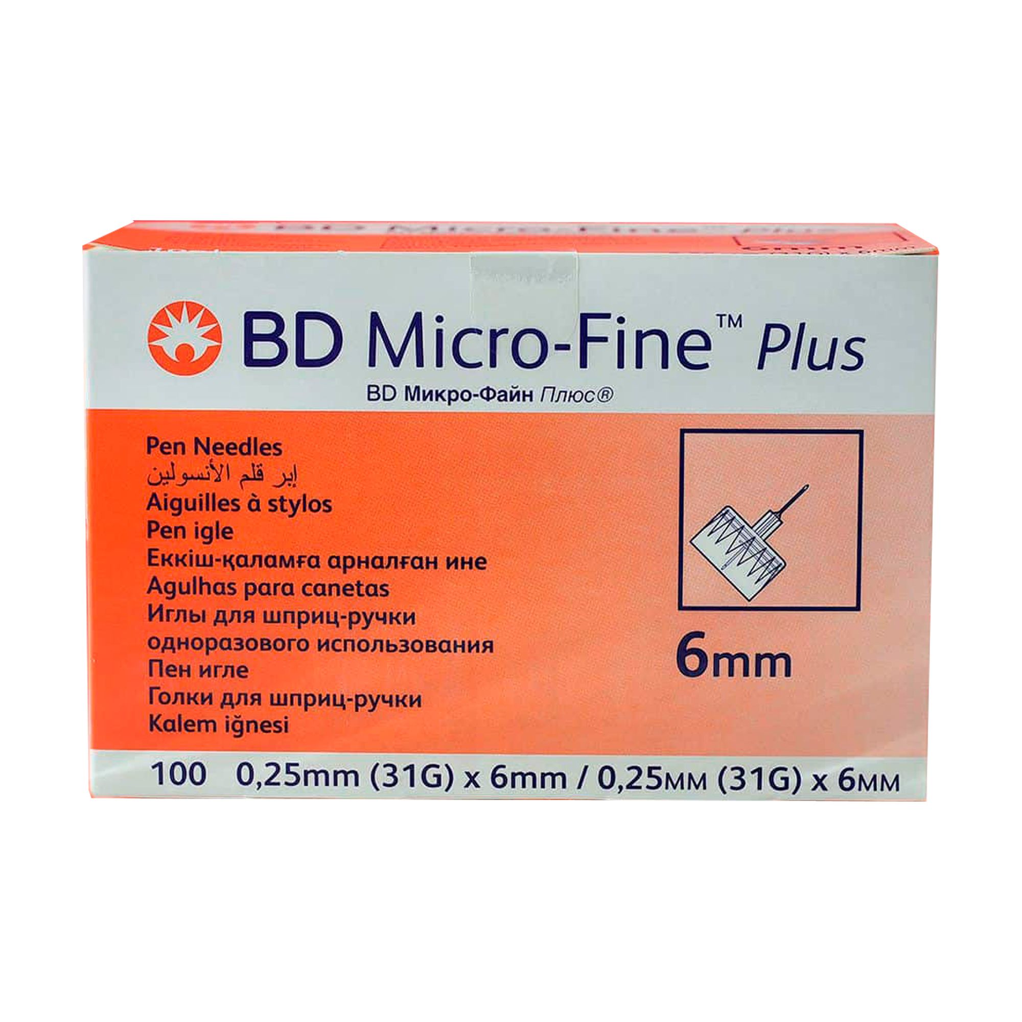 Голка для шприц-ручки BD Micro-Fine Plus розмір 31G, 0.25*6 мм, 100 шт ...