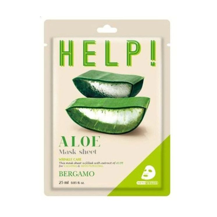 Тканинна маска для обличчя Bergamo HELP! Aloe Mask Sheet з екстрактом ...