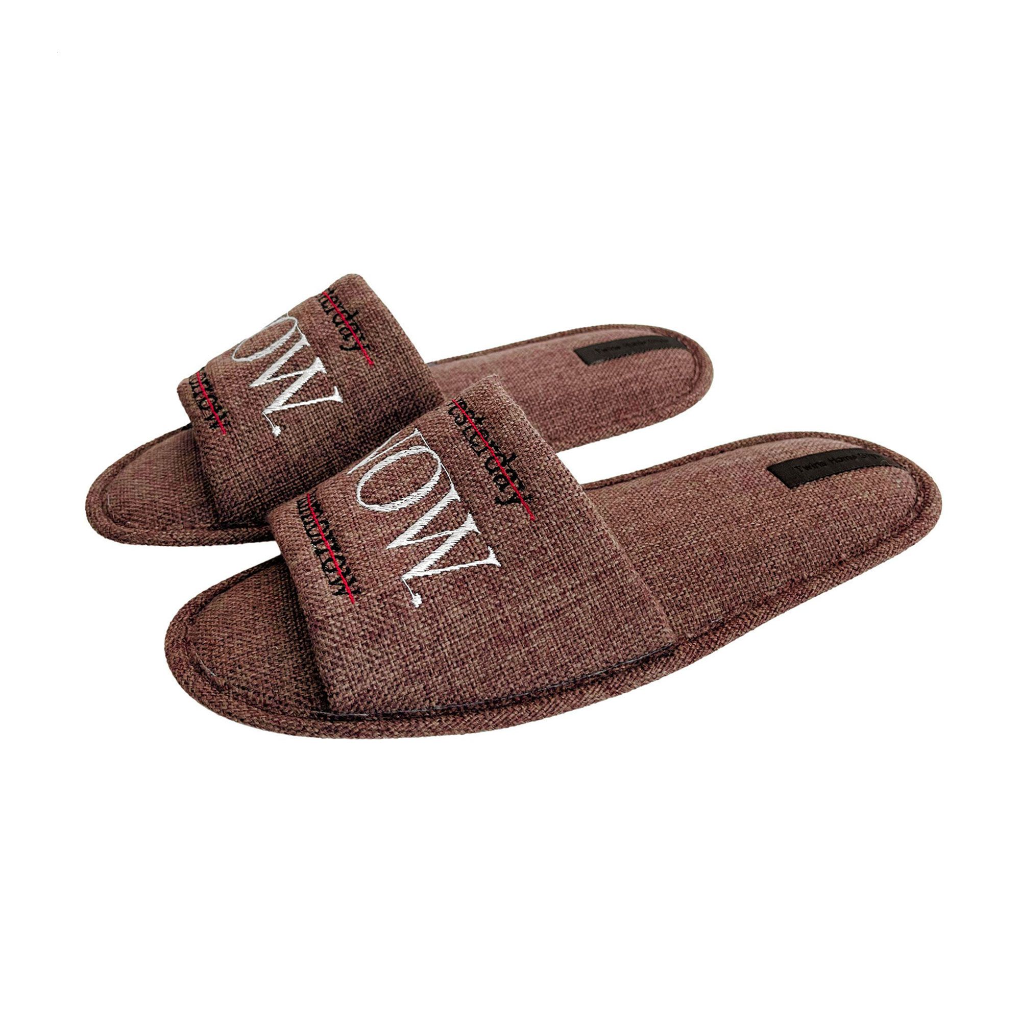 Мужские домашние тапочки Twins HS-VL с вышывкой, рогожка, коричнево ...