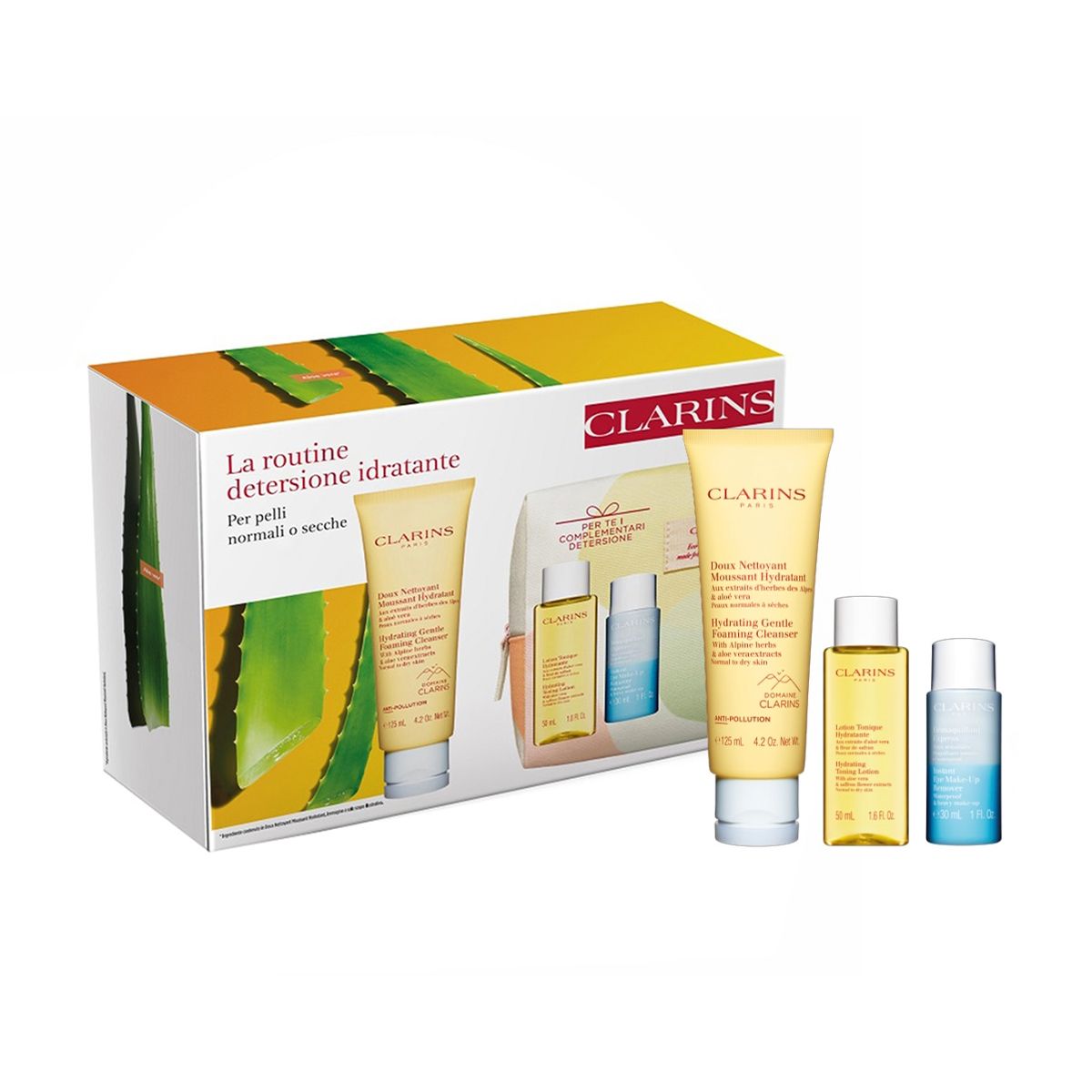 Набор Clarins Moisturizing Cleansing Box (пенный крем, 125 мл + тоник ...