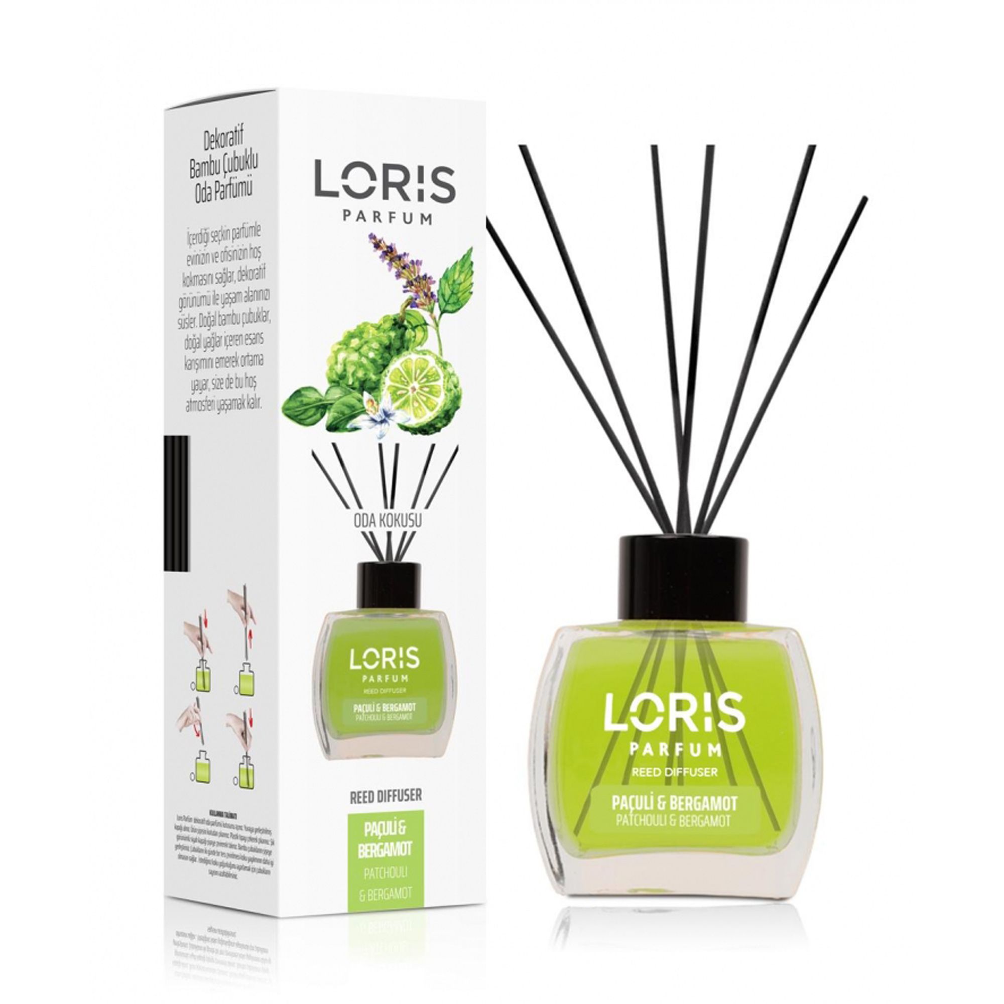 Аромадифузор Loris Parfum Reed Diffuser Пачулі та бергамот, 120 мл ...