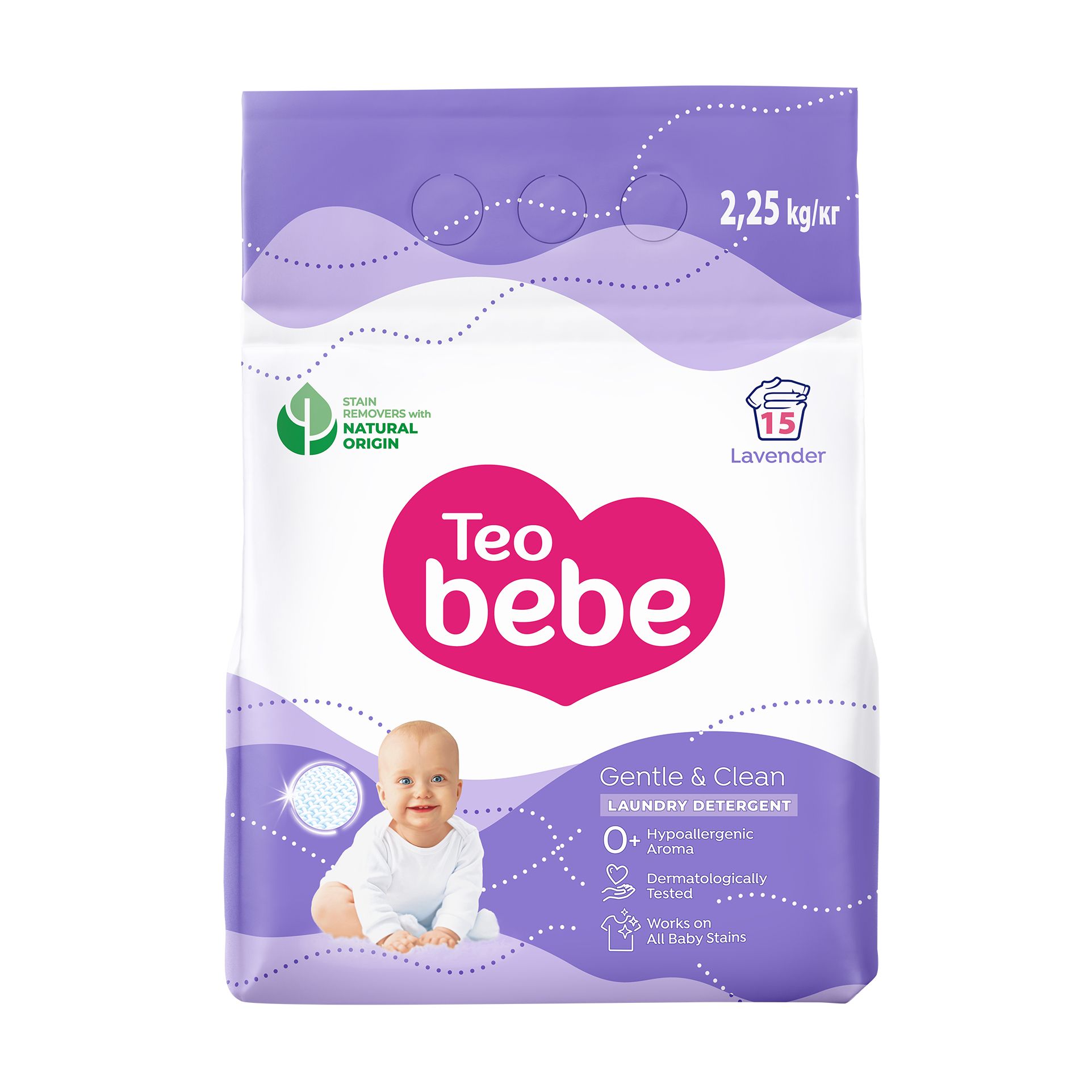Пральний порошок Teo Bebe Gentle & Clean Lavender для дитячих речей, 15 ...