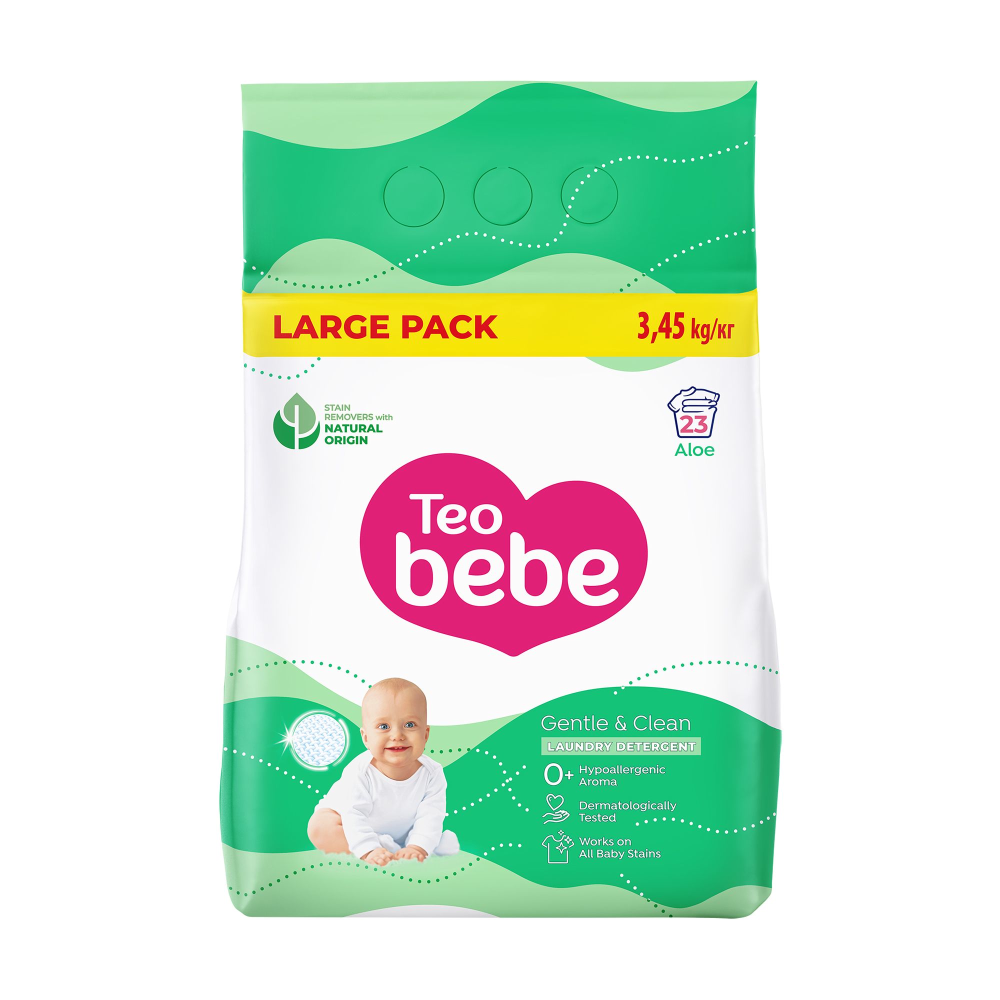 Пральний порошок Teo Bebe Gentle & Clean Aloe для дитячих речей, 23 ...