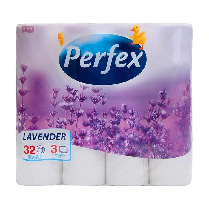 Туалетная бумага Boni Perfex Лаванда, белая, 3-слойная, 32 рулона ...