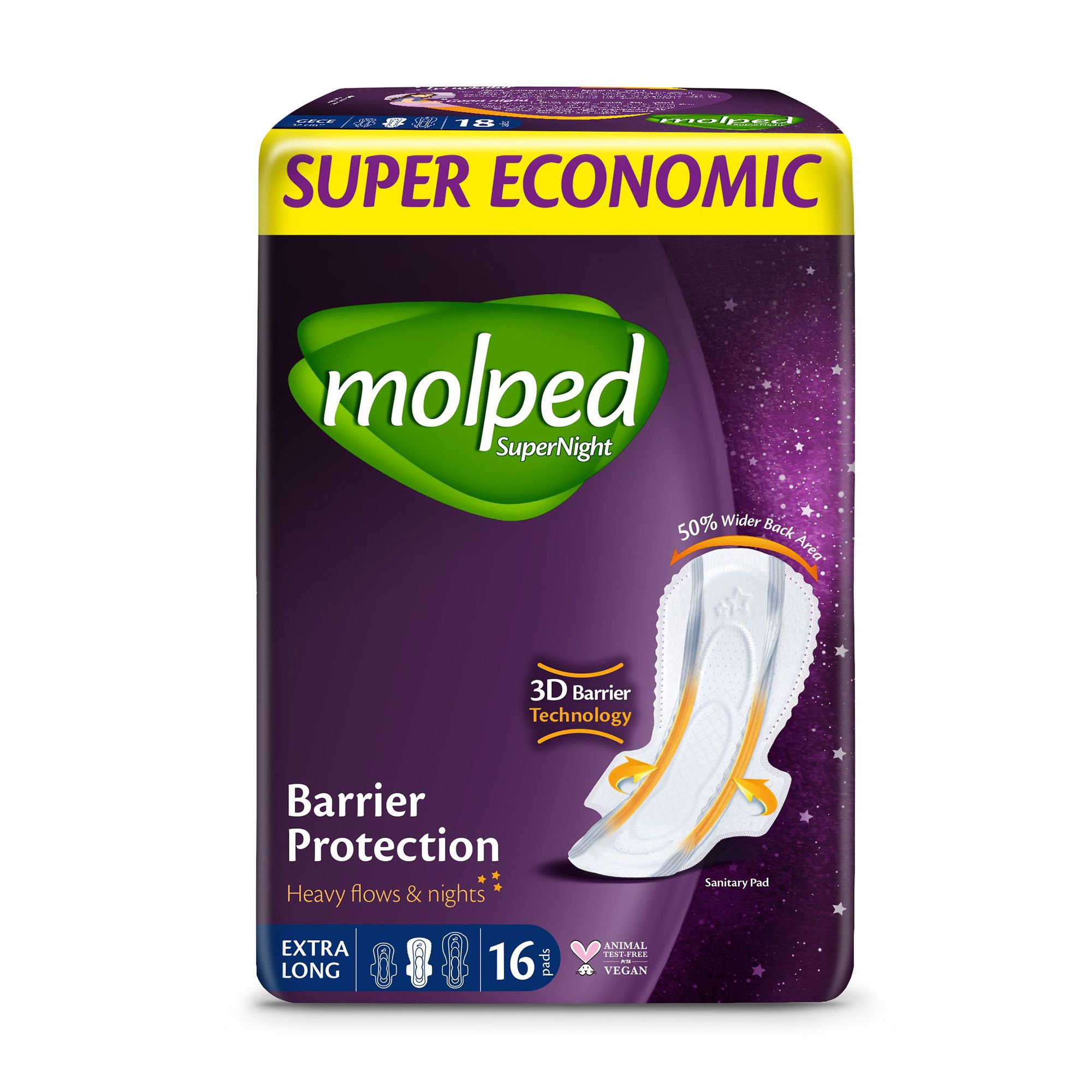 Гигиенические прокладки Molped Super Night Extra Long, 16 шт - купить ...