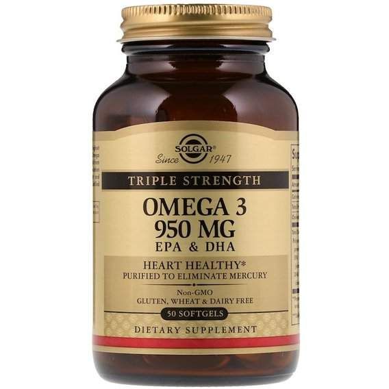 Омега 3 Solgar Omega-3, EPA & DHA, Triple Strength 950 mg 50 Caps ...