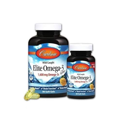 Омега 3 Carlson Labs Elite Omega-3 Gems 1600 mg 90+30 Soft Gels Lemon ...