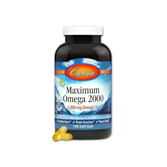 Омега 3 Carlson Labs Maximum Omega 2000 mg 180 Soft Gels Natural Lemon ...