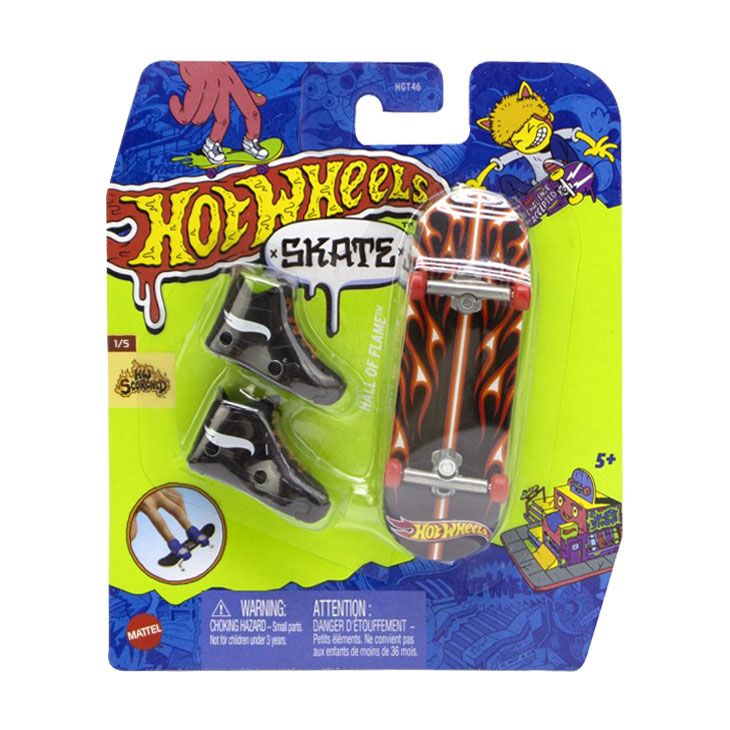 Игровой набор Hot Wheels Скейт и обувь для пальчиков, черный с белым, огненный скейт, от 5 лет ...