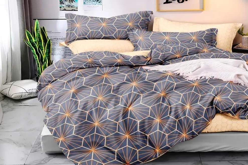 Комплект постельного белья Sweet-Dream Соты 200 х 215 см евро серый ...