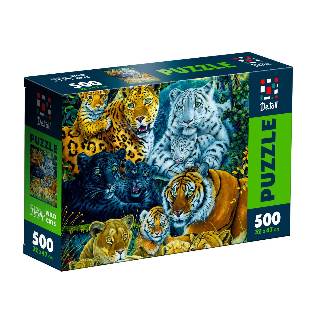 Пазли De.tail Дикі кішки, від 8 років, 500 деталей, 32*47 см (DT500-14 ...