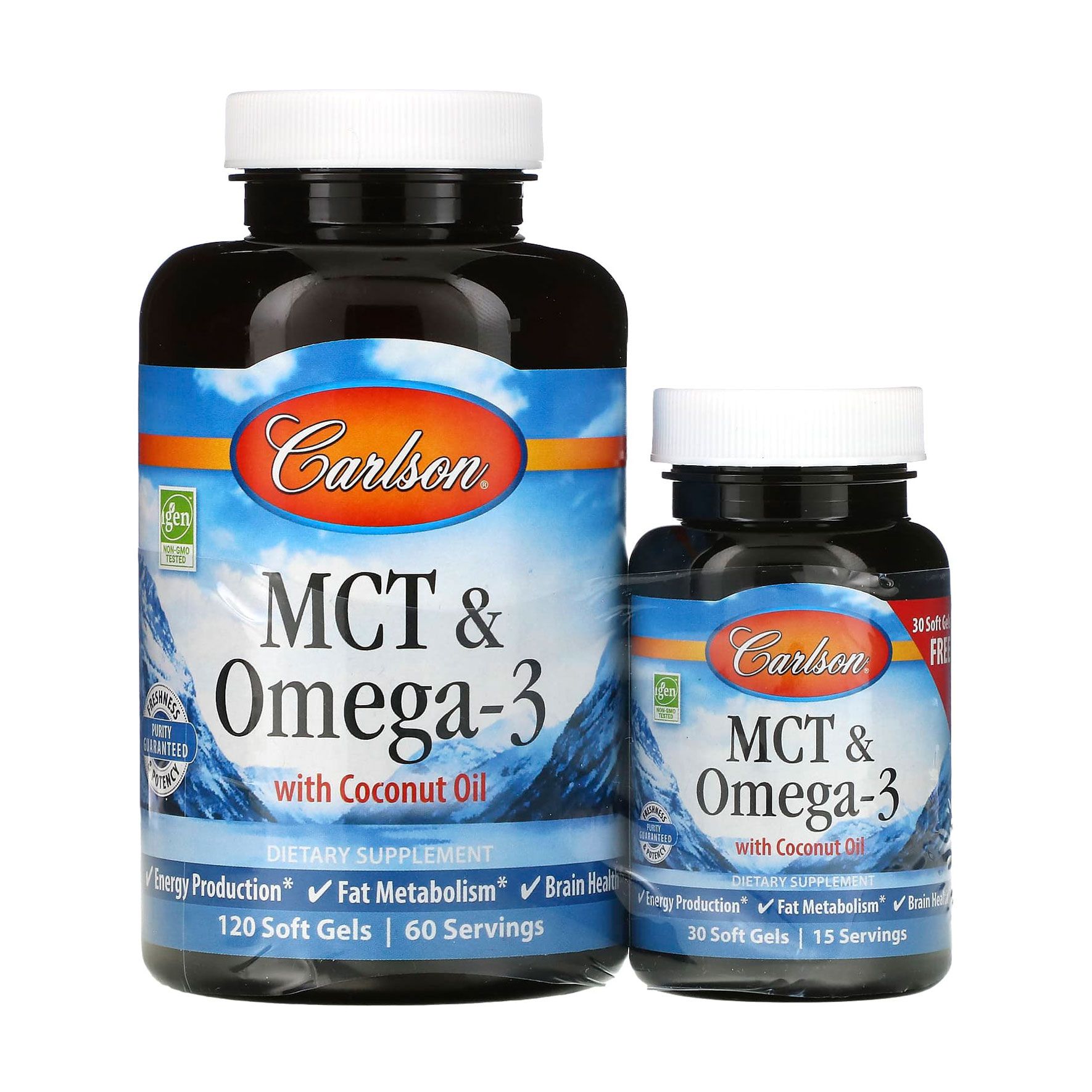МСТ і Омега-3 Carlson Labs MCT & Omega-3, 120 + 30 гелевих капсул ...